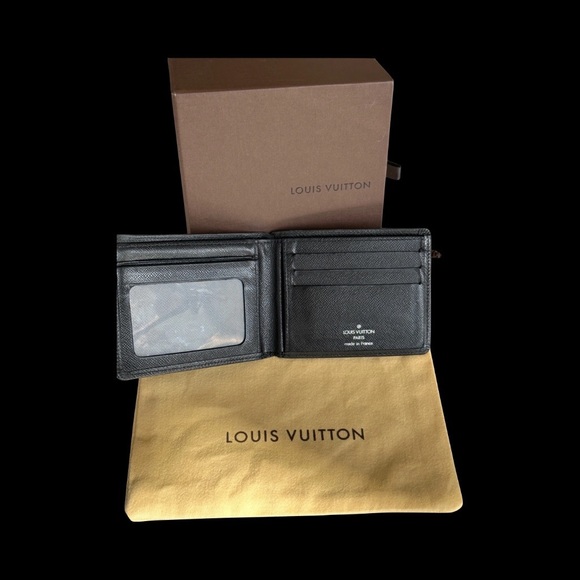 Louis Vuitton | Accessories | Louis Vuitton Mens Wallet Black Taiga ...